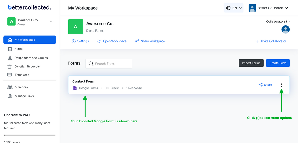 How to customize Google Form link?