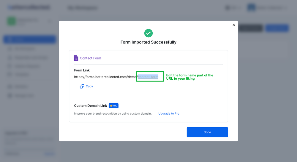 How to customize Google Form link?
