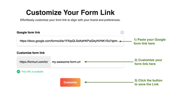 How to customize Google Form link?